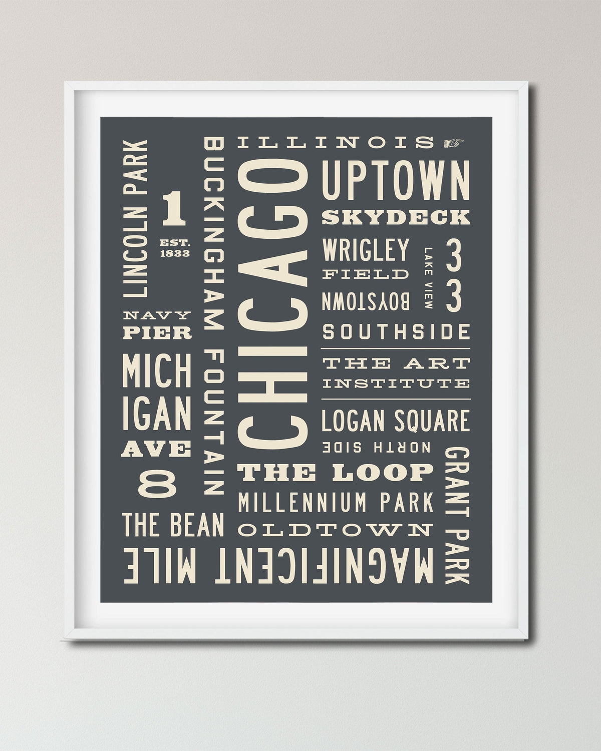 Chicago City Art | Modern Word Art Print – Transit Design Shop