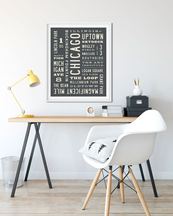 Chicago City Art | Modern Word Art Print - Transit Design