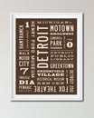 Detroit Word Art Print | Michigan Graphic Art Poster - Transit Design
