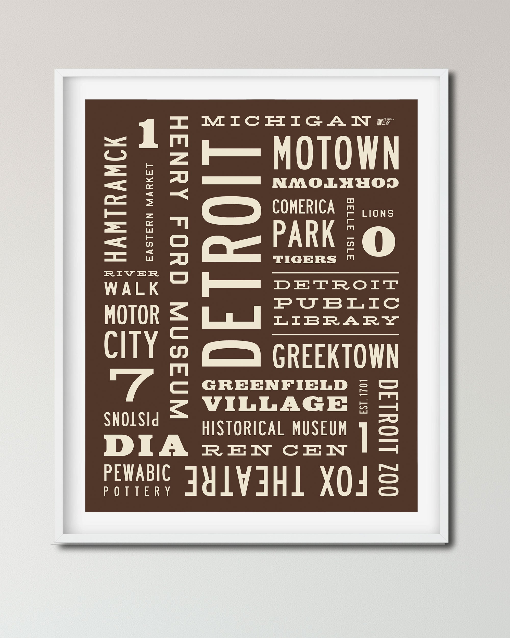 Detroit Word Art Print | Michigan Graphic Art Poster – Transit Design Shop