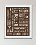 Detroit Word Art Print | Michigan Graphic Art Poster - Transit Design