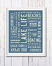 Lake Life Word Art Print | Michigan Art Poster - Transit Design