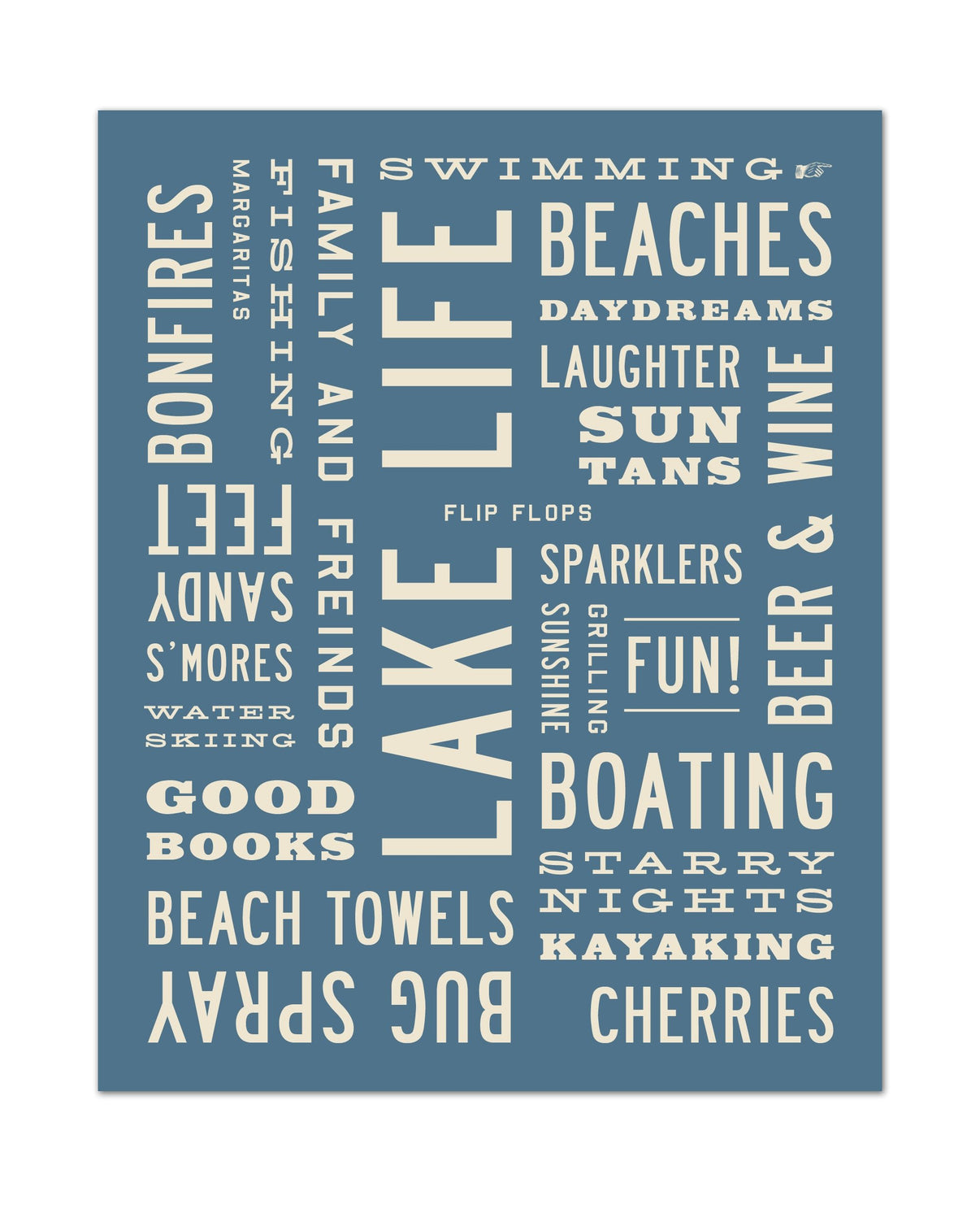 Lake Life Word Art Print | Michigan Art Poster - Transit Design