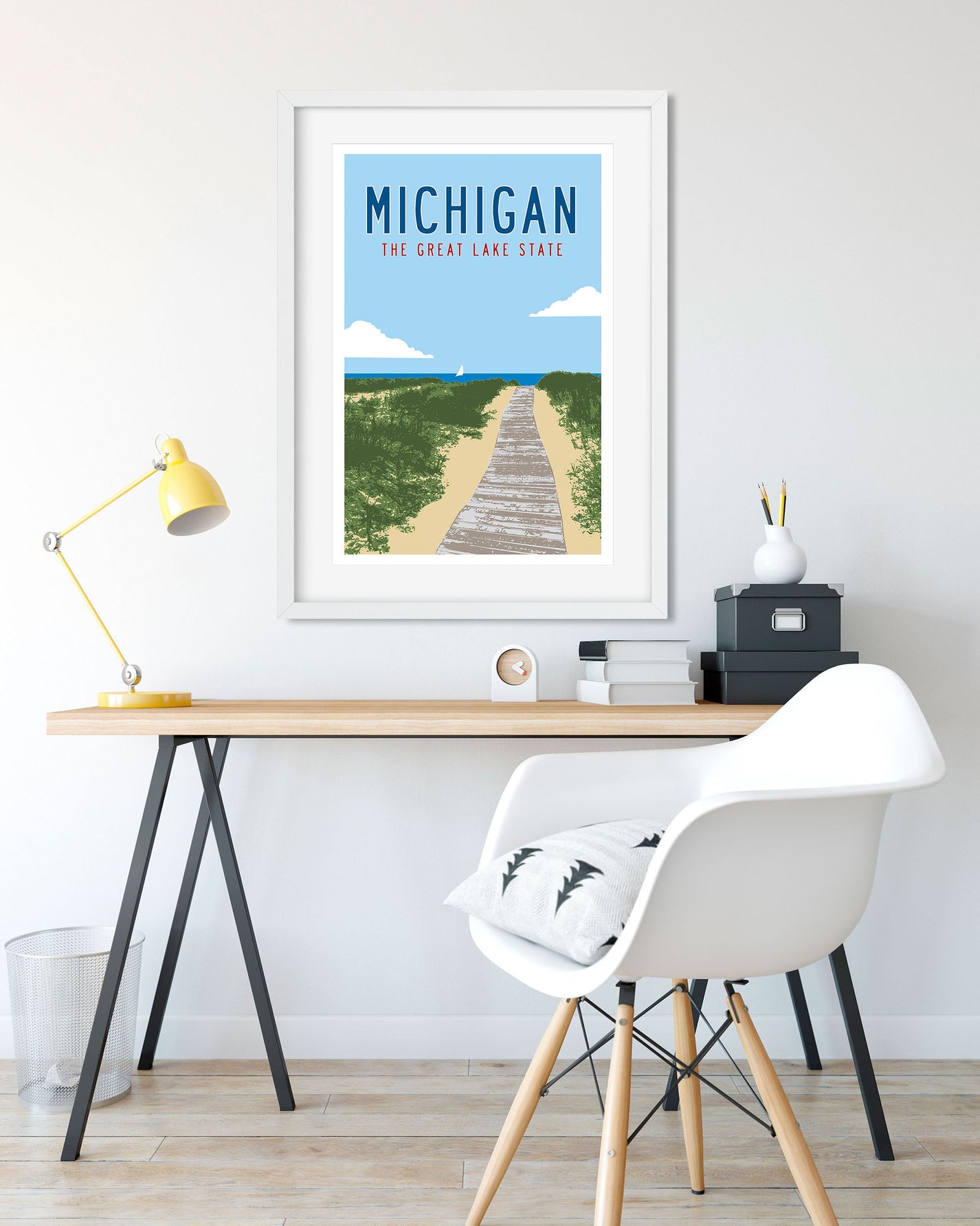 Vintage Michigan Travel Poster | Michigan Art - Transit Design